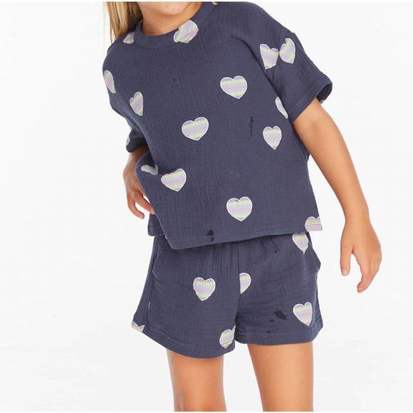 Chaser | Shirts & Tops | New Chaser Girls Beach Hearts Shirt In Blue ...